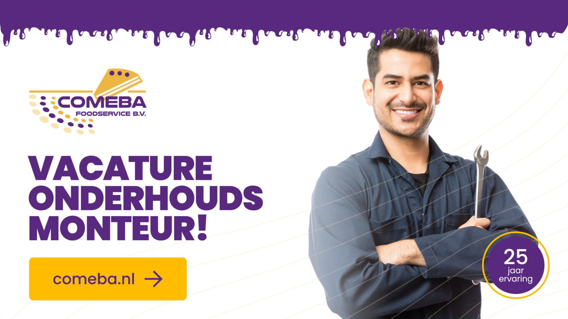 Wij zijn nog steeds op zoek naar een Onderhoudsmonteur! - Comeba
